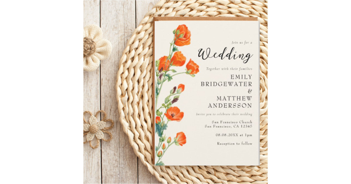 Elegant Rustic Floral Wedding Invitation | Zazzle