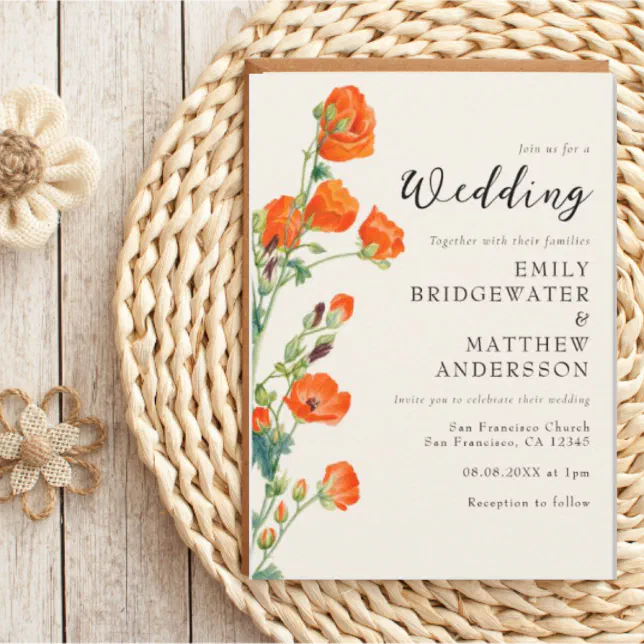 Elegant Rustic Floral Wedding Invitation | Zazzle