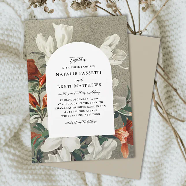 Elegant Rustic Florals Terracotta Wedding Invitation | Zazzle
