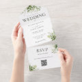 Elegant Rustic Greenery QR Code Wedding All In One Invitation | Zazzle