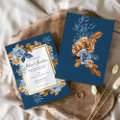 Elegant Rustic Indigo Rust Floral Boho Wedding Invitation | Zazzle