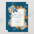 Elegant Rustic Indigo Rust Floral Boho Wedding Invitation | Zazzle