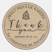 Elegant Rustic Kraft Bakery Thank You Classic Round Sticker | Zazzle