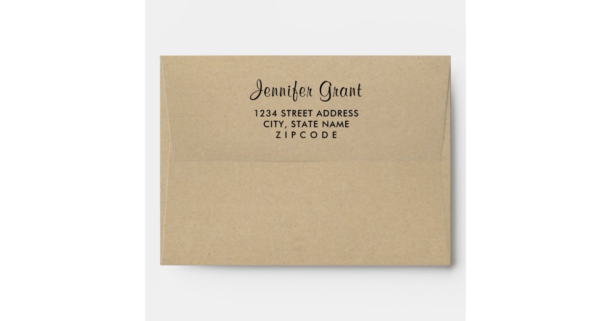Elegant Rustic Kraft Brown and Black Wedding Envelope | Zazzle