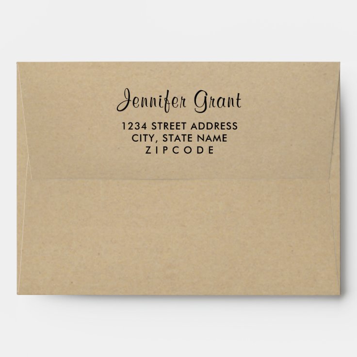 Elegant Rustic Kraft Brown and Black Wedding Envelope | Zazzle