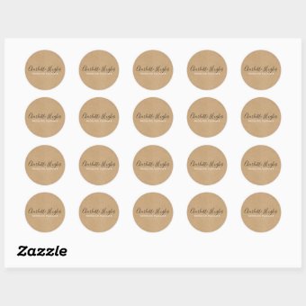 Elegant Rustic Kraft Signature Classic Round Sticker | Zazzle