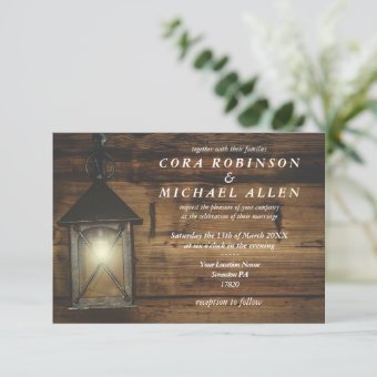 Elegant Rustic Lantern Lights Wedding Card | Zazzle