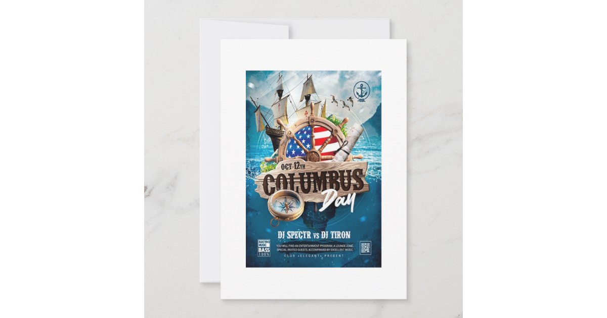 Elegant & Rustic Modern Columbus Day invitation | Zazzle