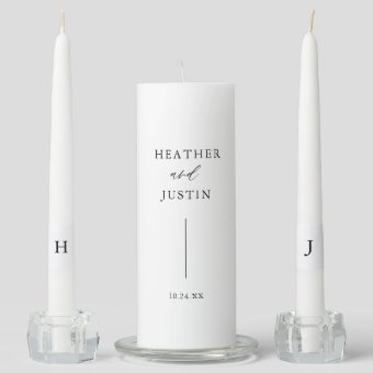 Elegant Rustic Monogram Wedding Unity Candle Set | Zazzle