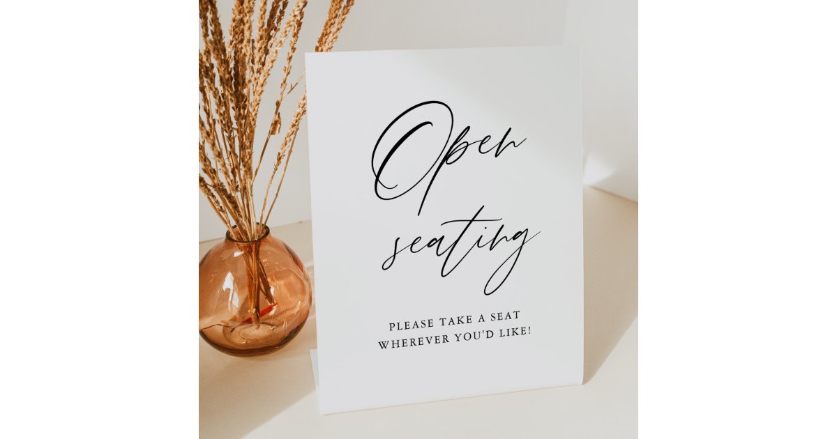 Elegant Rustic Open Seating Sign, Find Your Seat Pedestal Sign | Zazzle