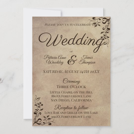 Elegant Rustic Parchment Paper Scroll Design Invitation | Zazzle.com