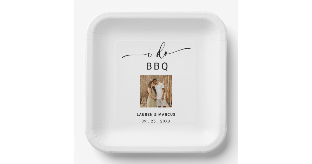 Elegant Rustic Photo I Do BBQ Paper Plates | Zazzle