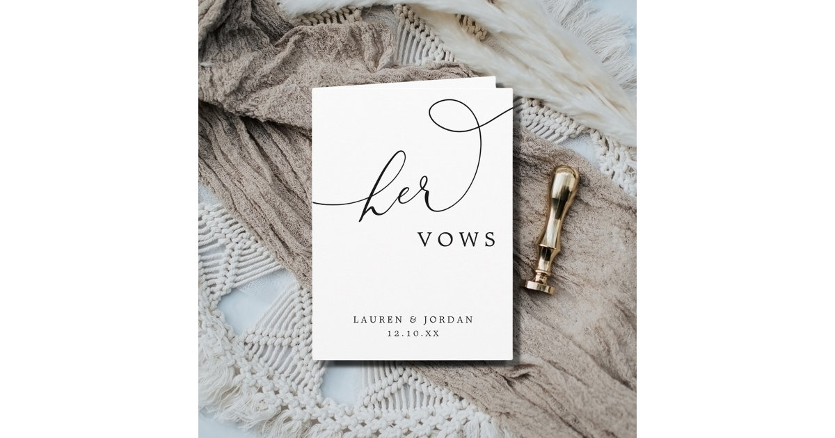 Elegant Rustic Photo Wedding Her Vows Card | Zazzle