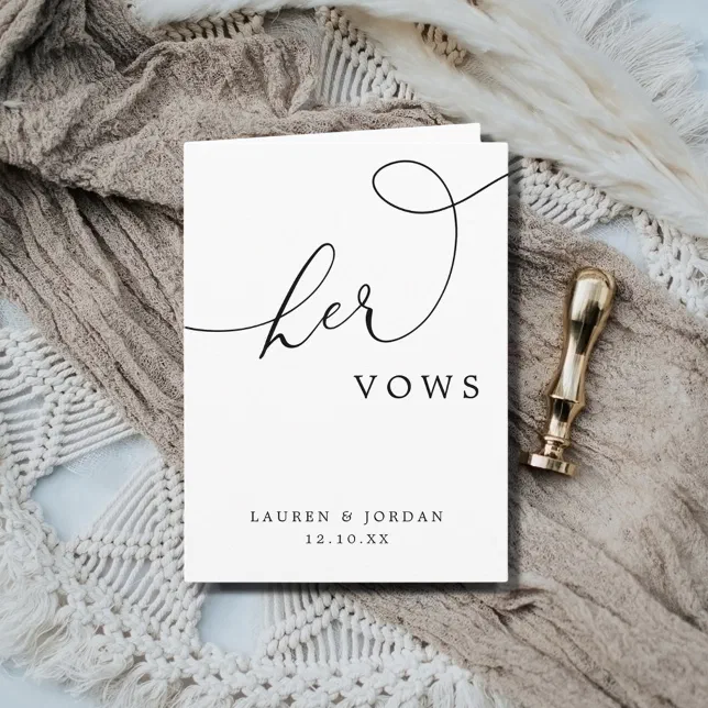 Elegant Rustic Photo Wedding Her Vows Card | Zazzle