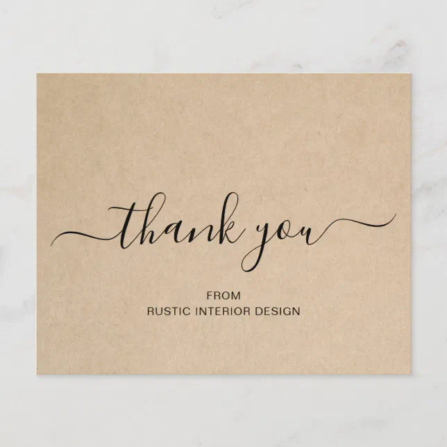 Elegant Rustic Professional Budget Thank You Card | Zazzle