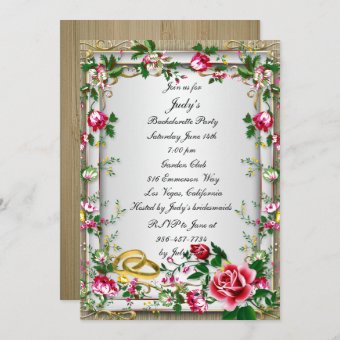 Elegant Rustic Red Roses Bachelorette Party Invite | Zazzle