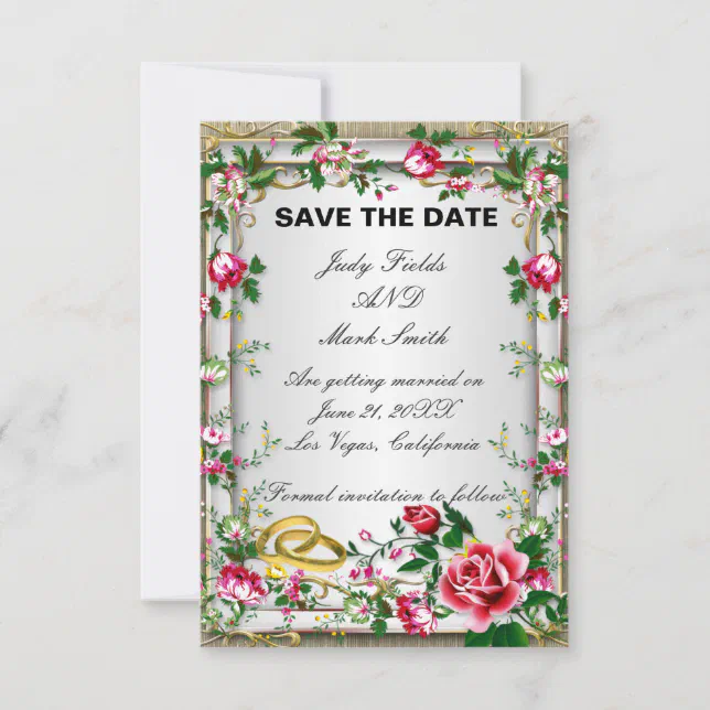 Elegant Rustic Red Roses Save The Date Card | Zazzle