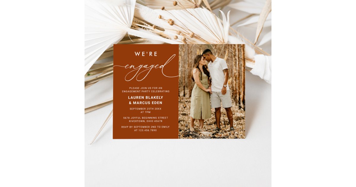 Elegant Rustic Script Engagement Party Invitation | Zazzle