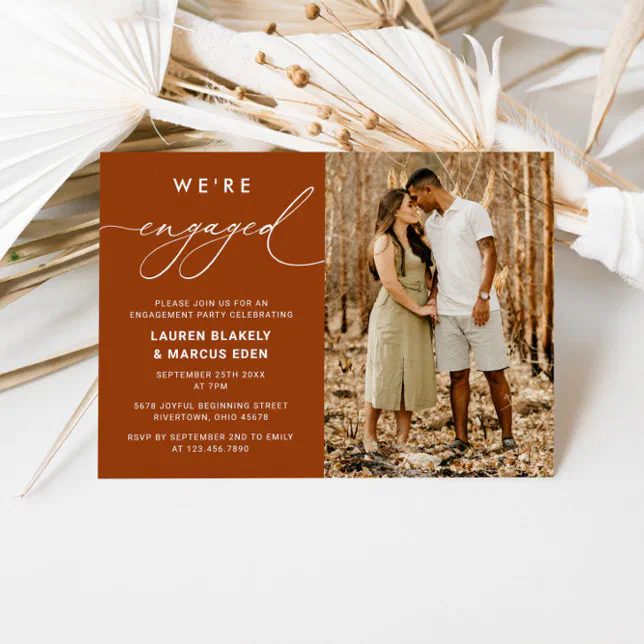 Elegant Rustic Script Engagement Party Invitation | Zazzle