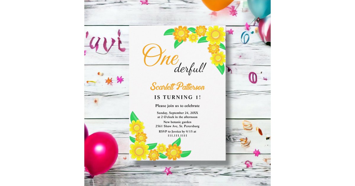Elegant Rustic Sunflower Boho Floral 1st Birthday Invitation | Zazzle