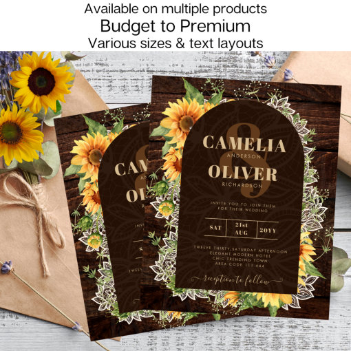 Elegant Rustic Sunflowers and Lace Wedding Invite Flyer | Zazzle