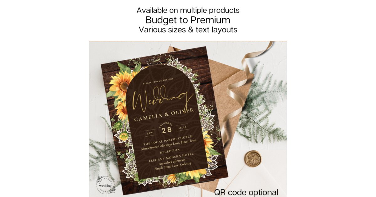 Elegant Rustic Sunflowers and Lace Wedding Invite Flyer | Zazzle