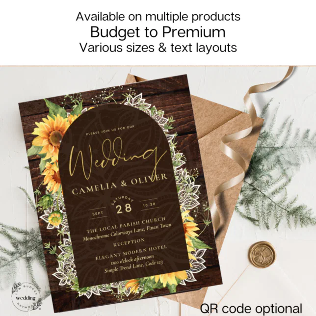 Elegant Rustic Sunflowers and Lace Wedding Invite Flyer | Zazzle