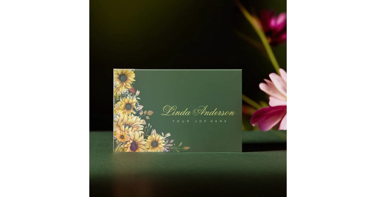 Elegant Rustic Sunflowers Eucalyptus Business Card | Zazzle