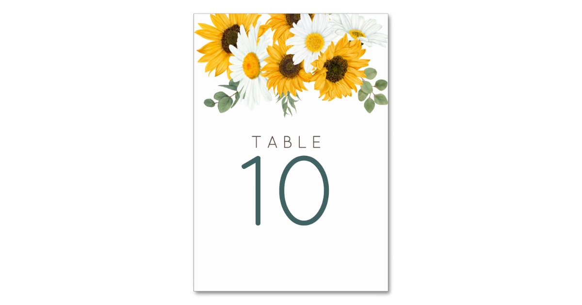 Elegant Rustic Sunflowers Florals Botanical Table Number | Zazzle