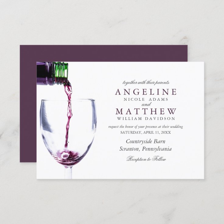 Elegant Rustic Vineyard & Wine Glass Wedding Card | Zazzle