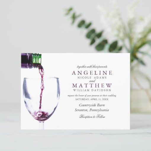 Elegant Rustic Vineyard & Wine Glass Wedding Card | Zazzle