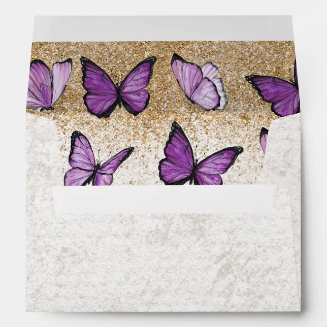 Elegant Rustic Vintage Purple Gold Envelope | Zazzle