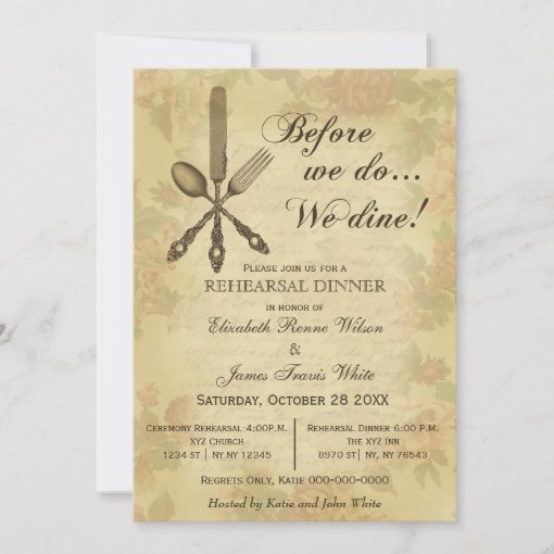 Elegant Rustic Vintage rehearsal dinner invites | Zazzle