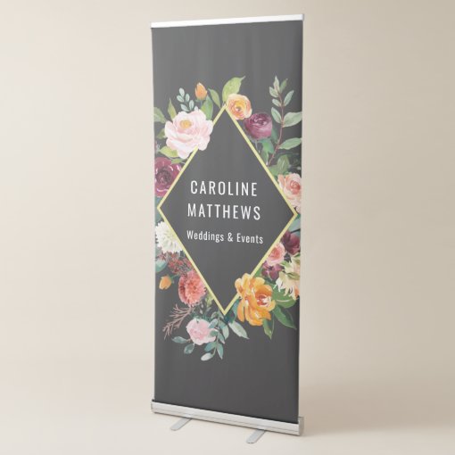 Elegant Rustic Watercolor Floral Retractable Banner | Zazzle