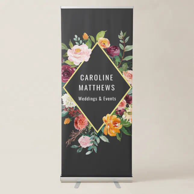 Elegant Rustic Watercolor Floral Retractable Banner | Zazzle