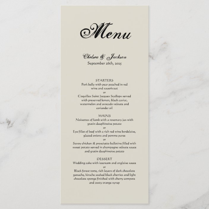 Elegant Rustic Wedding Menu | Zazzle.com