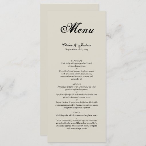 Elegant Rustic Wedding Menu | Zazzle