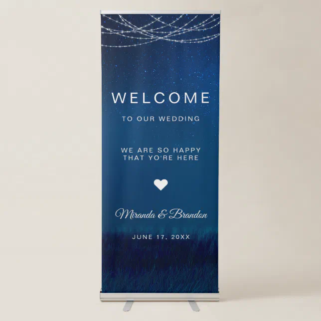 Elegant Rustic Wedding Welcome Retractable Banner | Zazzle