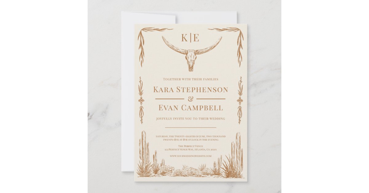 Elegant Rustic Western Wedding Invitation | Zazzle