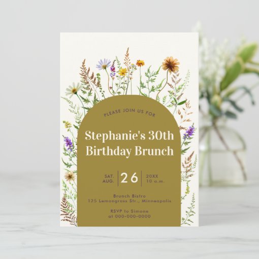 Elegant Rustic Wildflower Boho Frame 30th Birthday Invitation | Zazzle