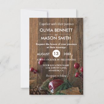 Elegant Rustic Winter Wood Wedding Invite | Zazzle