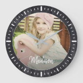 Elegant Rustic Wood Custom Name Photo Large Clock | Zazzle