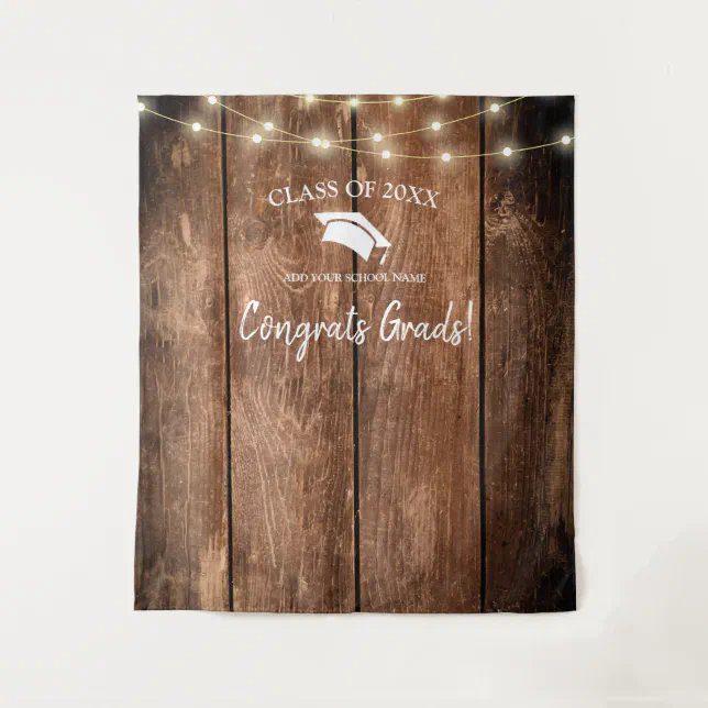 Elegant Rustic Wood Graduation Photo Backdrop | Zazzle