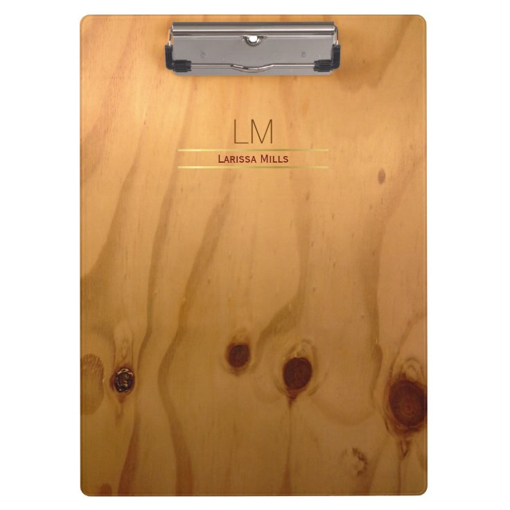 elegant & rustic wood texture personalized clipboard | Zazzle