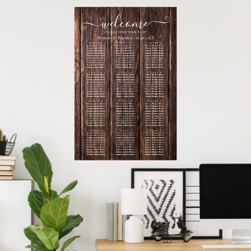 Elegant Rustic Wood Wedding Seating Chart | Zazzle