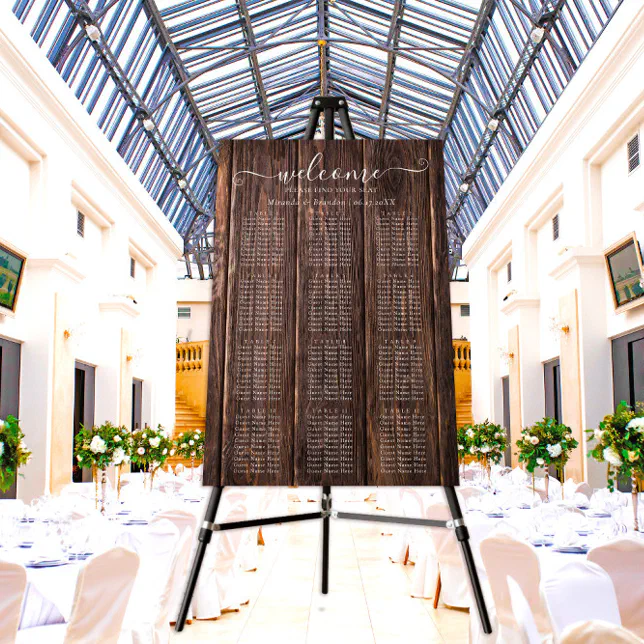 Elegant Rustic Wood Wedding Seating Chart Foam Board | Zazzle