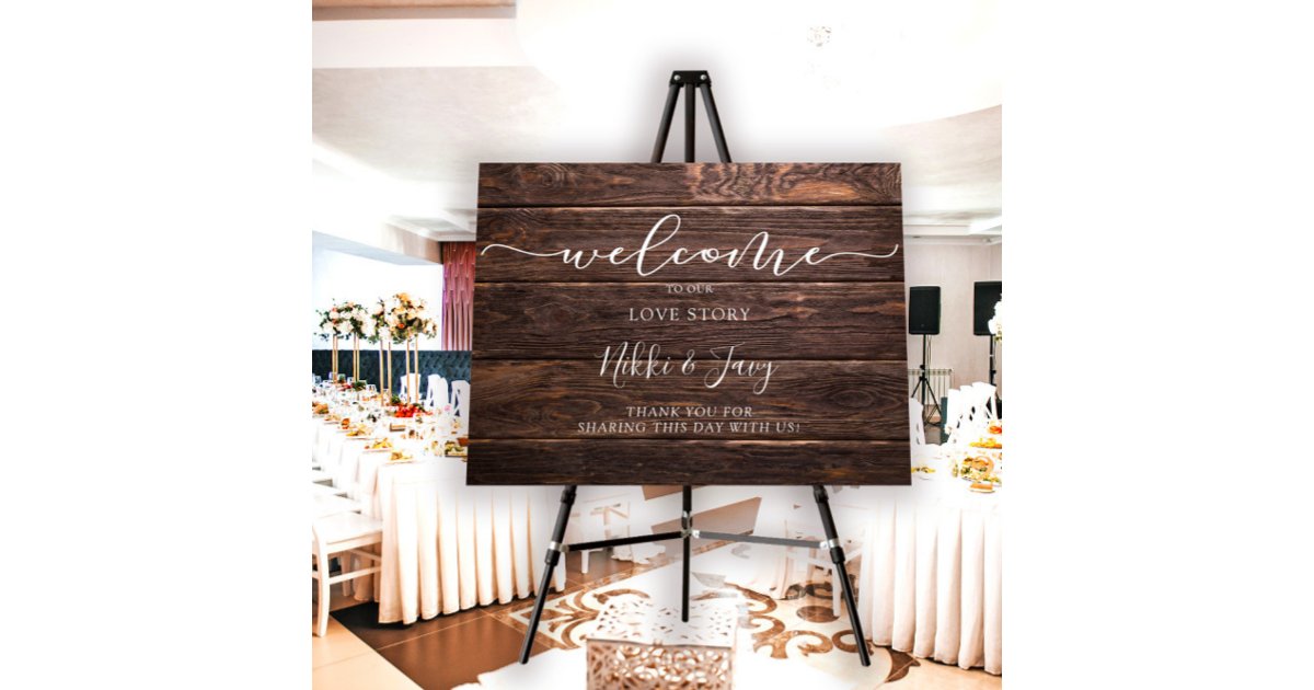 Elegant Rustic Wood Wedding Welcome Sign | Zazzle