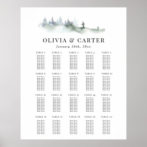 Elegant Rustic Woodland Wedding Seating Chart | Zazzle