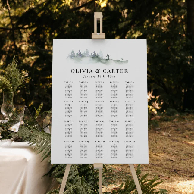 Elegant Rustic Woodland Wedding Seating Chart | Zazzle