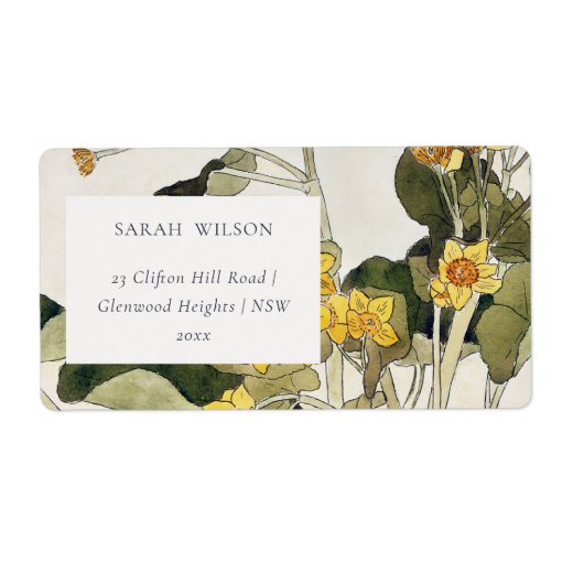 Elegant Rustic Yellow Daffodil Floral Address Label | Zazzle
